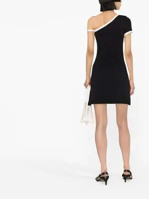 COURREGES Embroidered-logo Asymmetric Dress - Black