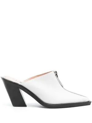 ELLEME 85mm Eclair-zip Leather Mules