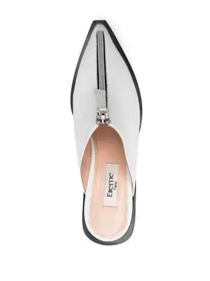 ELLEME 85mm Eclair-zip Leather Mules