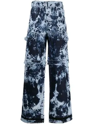 FERRARI Belted Tie-dye Jeans - Blue