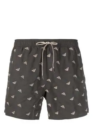 Emporio Armani Logo-print Elastic-waisted Swim Shorts - Grey