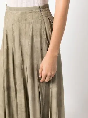ZIGGY CHEN Distressed Pleated Maxi Skirt