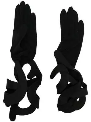 Yohji Yamamoto Cut-out Detail Cotton Gloves