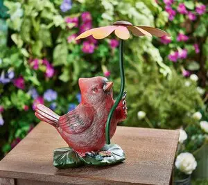 COMPASS HOME Garden Bird Statuette With Flower Spinner - One-color