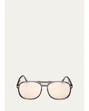 TOM FORD Grey Transparent Acetate Aviator Sunglasses