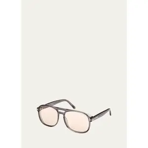 TOM FORD Grey Transparent Acetate Aviator Sunglasses