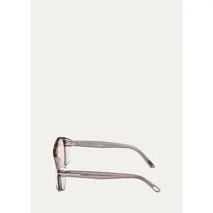 TOM FORD Grey Transparent Acetate Aviator Sunglasses