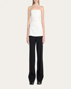 Proenza Schouler Gathered Crepe Strapless Top - White