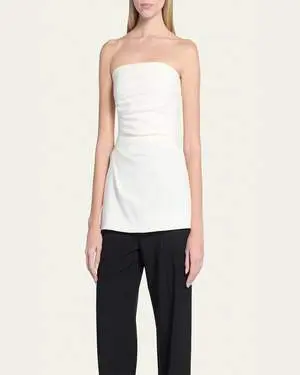 Proenza Schouler Gathered Crepe Strapless Top - White