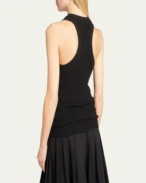 Proenza Schouler Matte Viscose Ribbed Knit Tank Top - Black