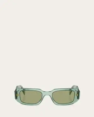 Prada Mirrored Rectangle Acetate Logo Sunglasses
