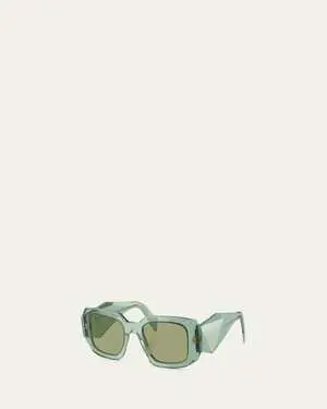 Prada Mirrored Rectangle Acetate Logo Sunglasses