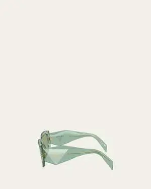 Prada Mirrored Rectangle Acetate Logo Sunglasses
