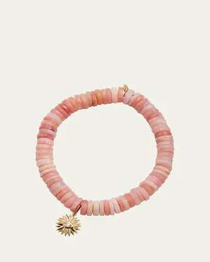 SYDNEY EVAN 14k Pink Opal Wheel Bracelet With Diamond Evil Eye Charm - Gold