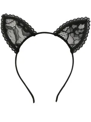 Fleur Du Mal Cat-ears Lace Headband - Black