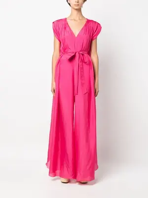 Alberta Ferretti Tied-waist Draped Silk Jumpsuit