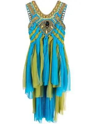 Alberta Ferretti Embellished Sleeveless Midi Dress