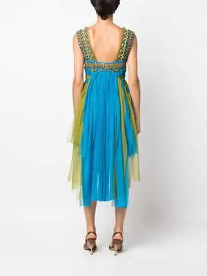 Alberta Ferretti Embellished Sleeveless Midi Dress