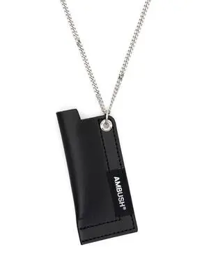 AMBUSH Leather Lighter Case Necklace - Black