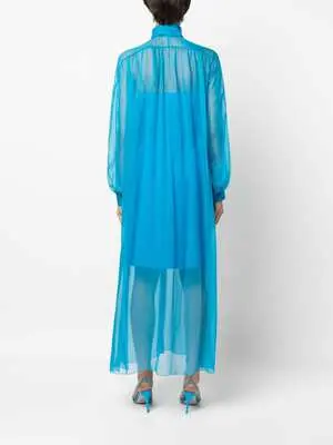 Alberta Ferretti Semi-sheer Poet-sleeve Dress
