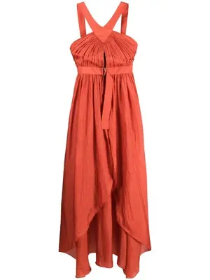Alberta Ferretti Pleated Sleeveless Maxi Dress