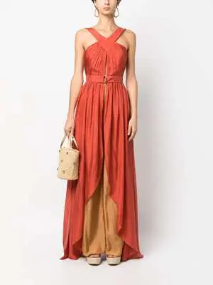 Alberta Ferretti Pleated Sleeveless Maxi Dress