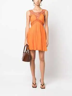 Alberta Ferretti Chiffon Pleated Silk Minidress