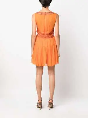 Alberta Ferretti Chiffon Pleated Silk Minidress