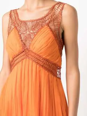 Alberta Ferretti Chiffon Pleated Silk Minidress