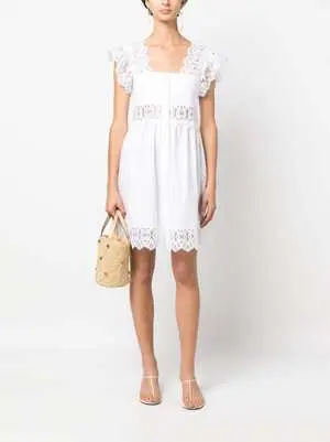 Alberta Ferretti Square-neck Fluted Midi Dress