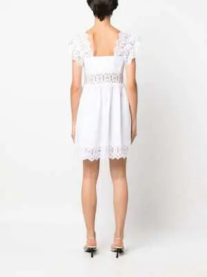 Alberta Ferretti Square-neck Fluted Midi Dress