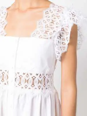 Alberta Ferretti Square-neck Fluted Midi Dress