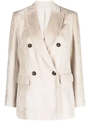 Brunello Cucinelli Double-breasted Corduroy Blazer - Neutrals