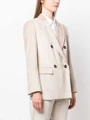Brunello Cucinelli Double-breasted Corduroy Blazer - Neutrals