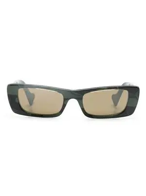 Gucci Logo-plaque Rectangular Sunglasses - Green