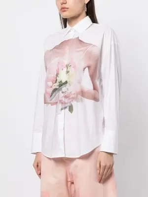 MSGM Rose-print Poplin Shirt