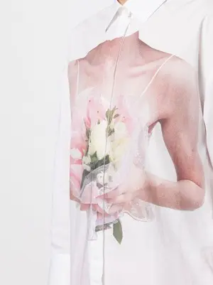 MSGM Rose-print Poplin Shirt