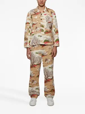 BODE Pointing Dog" Print Cotton Trousers