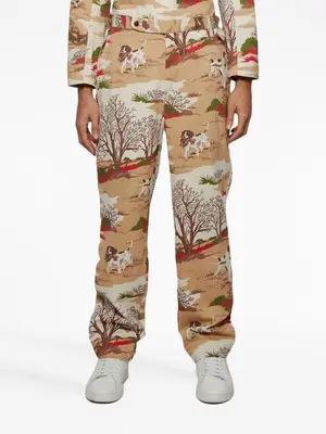 BODE Pointing Dog" Print Cotton Trousers