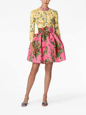 Carolina Herrera Floral-print Fine-knit Cardigan