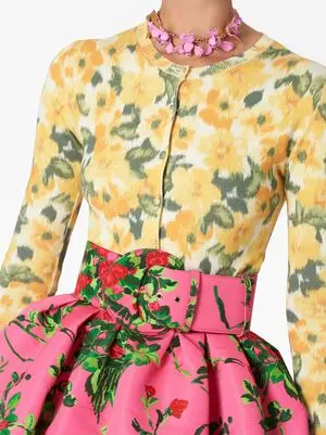 Carolina Herrera Floral-print Fine-knit Cardigan