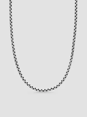 David Yurman Box Chain Necklace With Grey Titanium - Sterling Silver