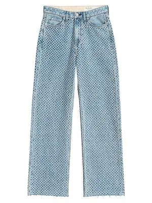 Rag & Bone Women's Logan Textured Denim High-Rise Wide-Leg Jeans - Indigo Tweed  - Indigo Tweed