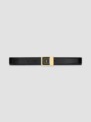 Saint Laurent Buckle Belt In Lacquered Leather - Black