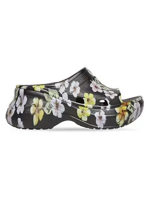 Balenciaga Women's Pool Crocs Slide Sandal Flower - Flower Multicolor - Size 11 - Flower Multicolor  Flower Multicolor
