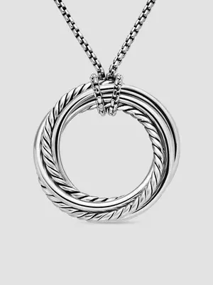David Yurman Crossover Pendant Necklace In Sterling With Diamonds, 26mm