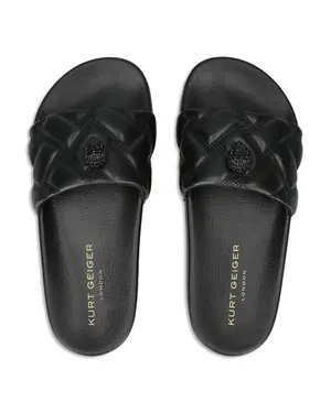 Kurt Geiger Meena Eagle Drench Quilted Slide Sandals - Black