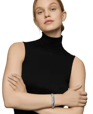David Yurman Sterling Sculpted Cable Link Bracelet - Silver