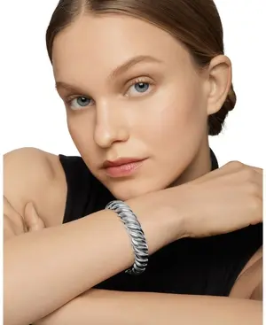 David Yurman Sterling Sculpted Cable Link Bracelet - Silver