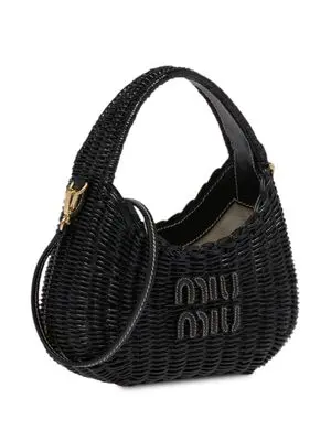 Miu Miu Mini Wander Wicker Shoulder Bag